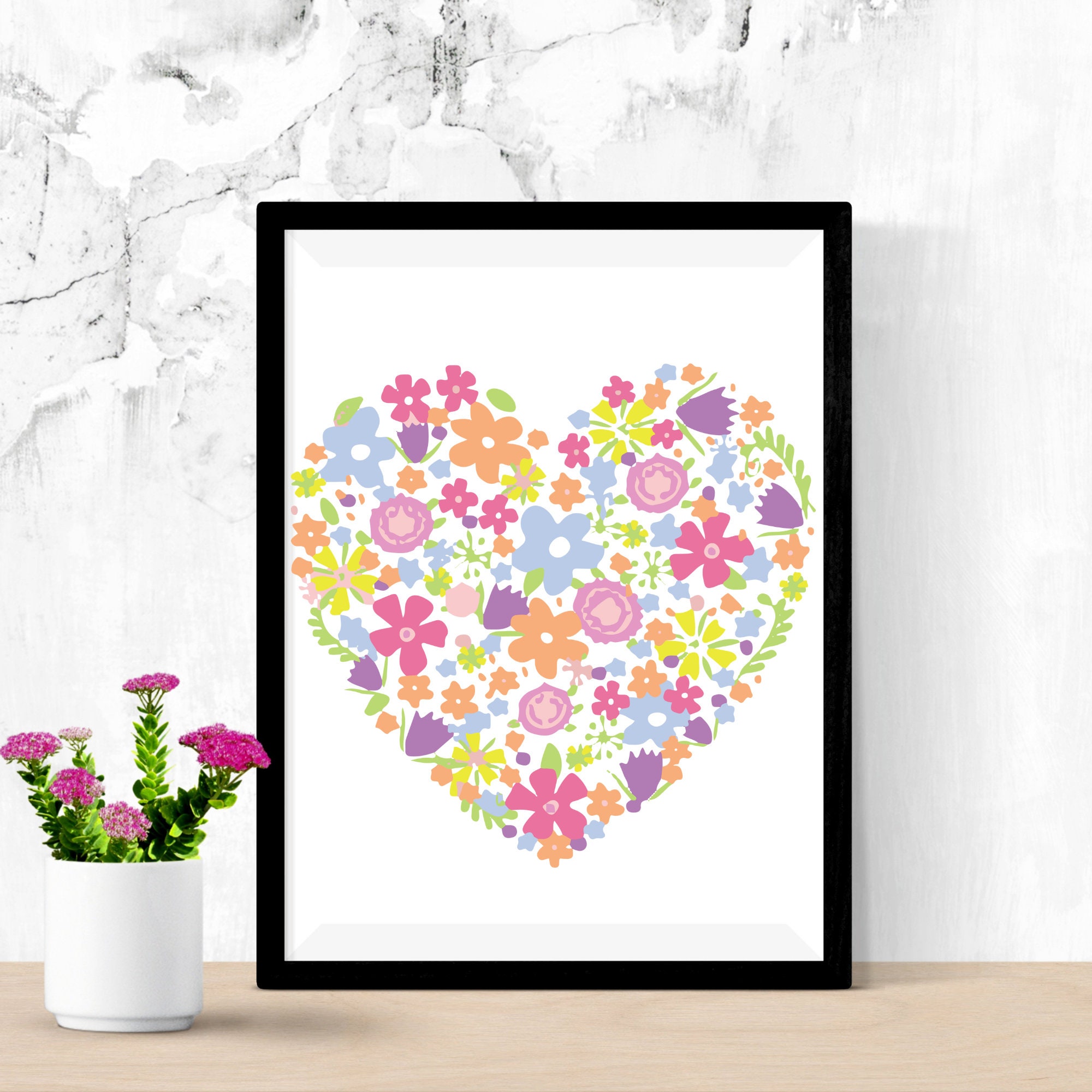 Floral Heart Svg, Valentines Svg, Flower Svg Bundle, Floral Border Svg ...
