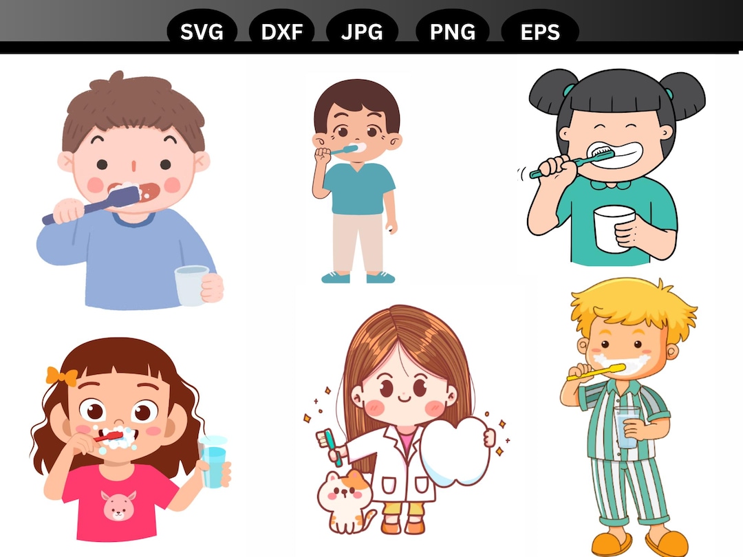 Children Brushing Their Teeth Cliparts\ Kids Brushing Teeths Png/ Kids ...