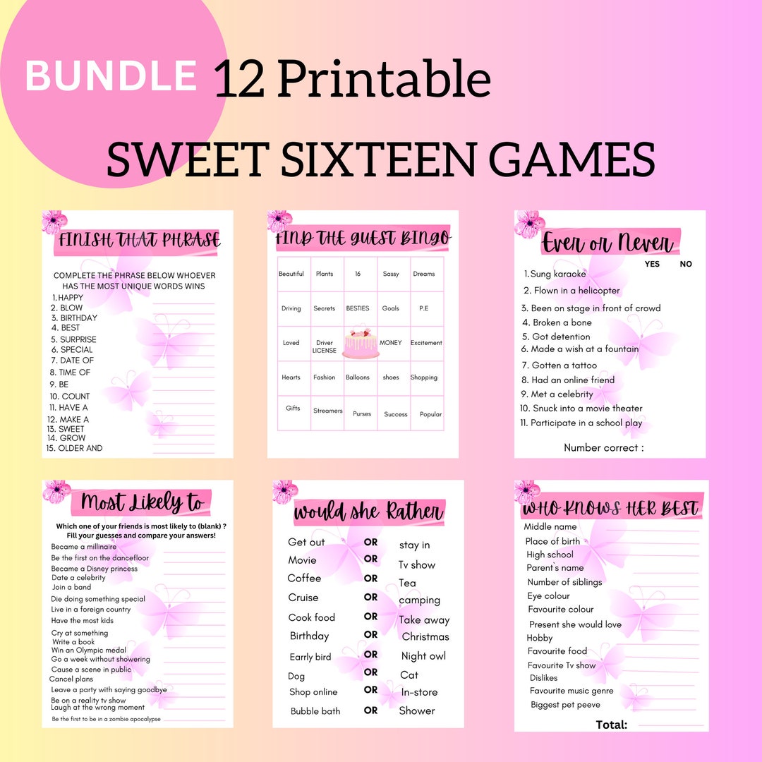 Sweet 16 Games | Sweet 16 Birthday Games | Sweet 16 Party Games ...