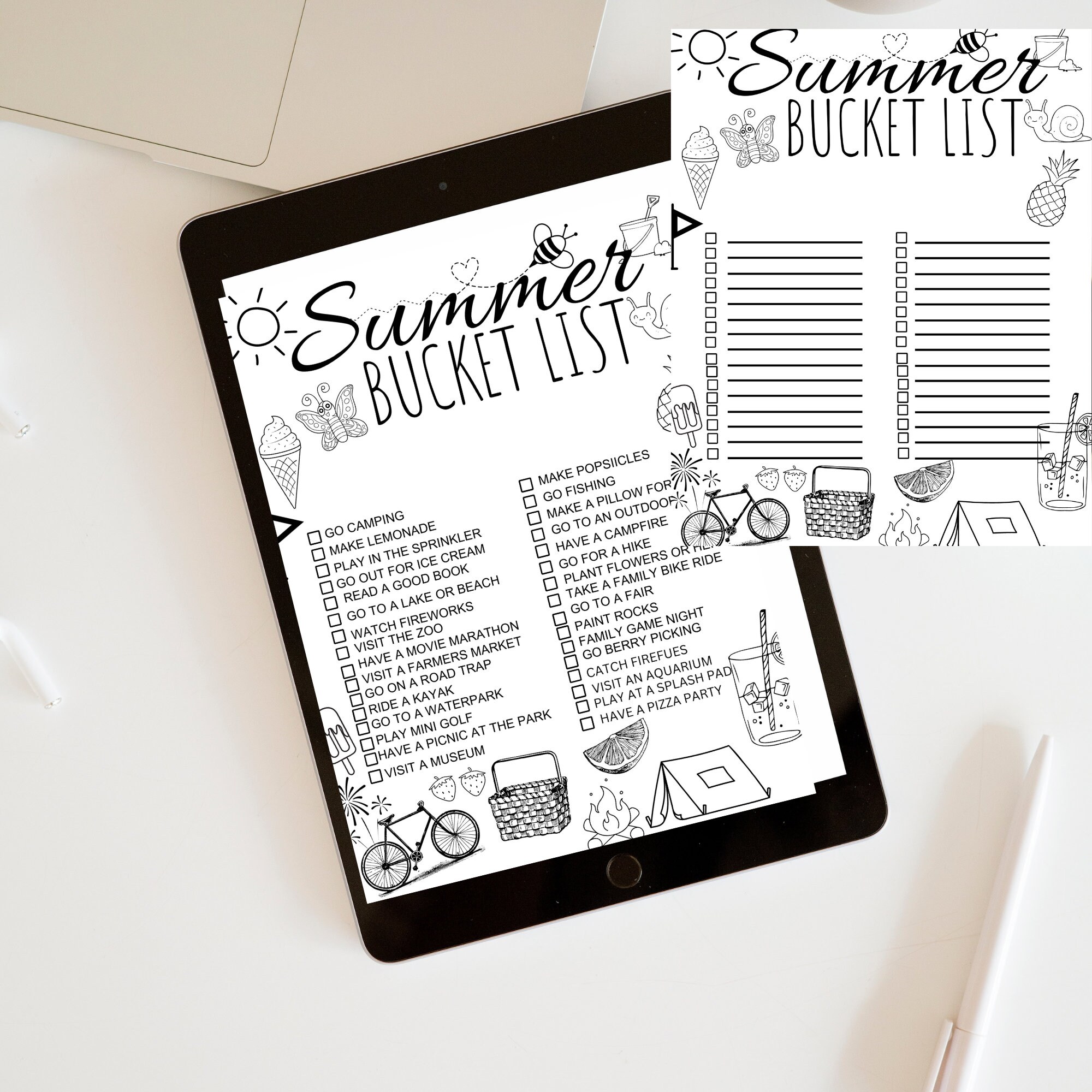 Summer Bucket List Printable, Summer Break Bucket List Template, Summer ...