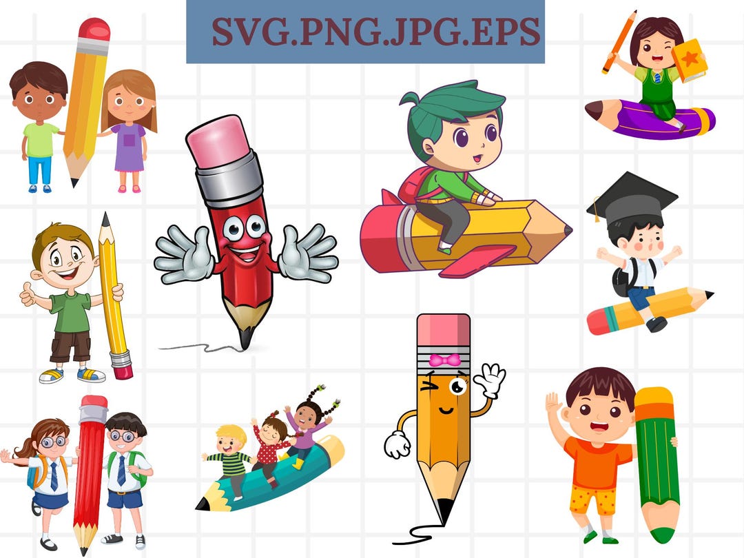 Pencil Svg, Pencil Clipart Svg, Back to School Svg, Kids Clipart ...