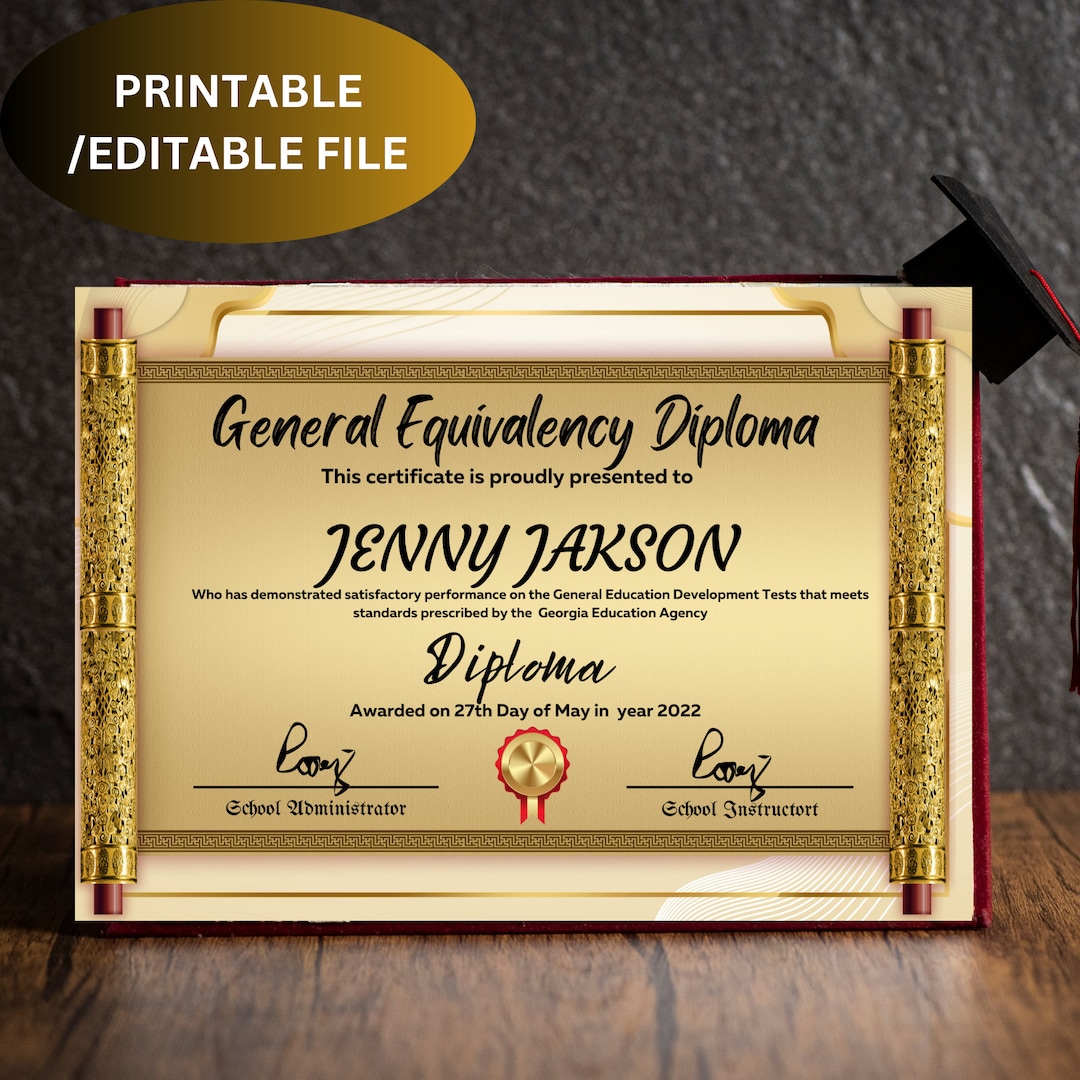 GED Diploma , Printable General High School Equivalency Diploma ...