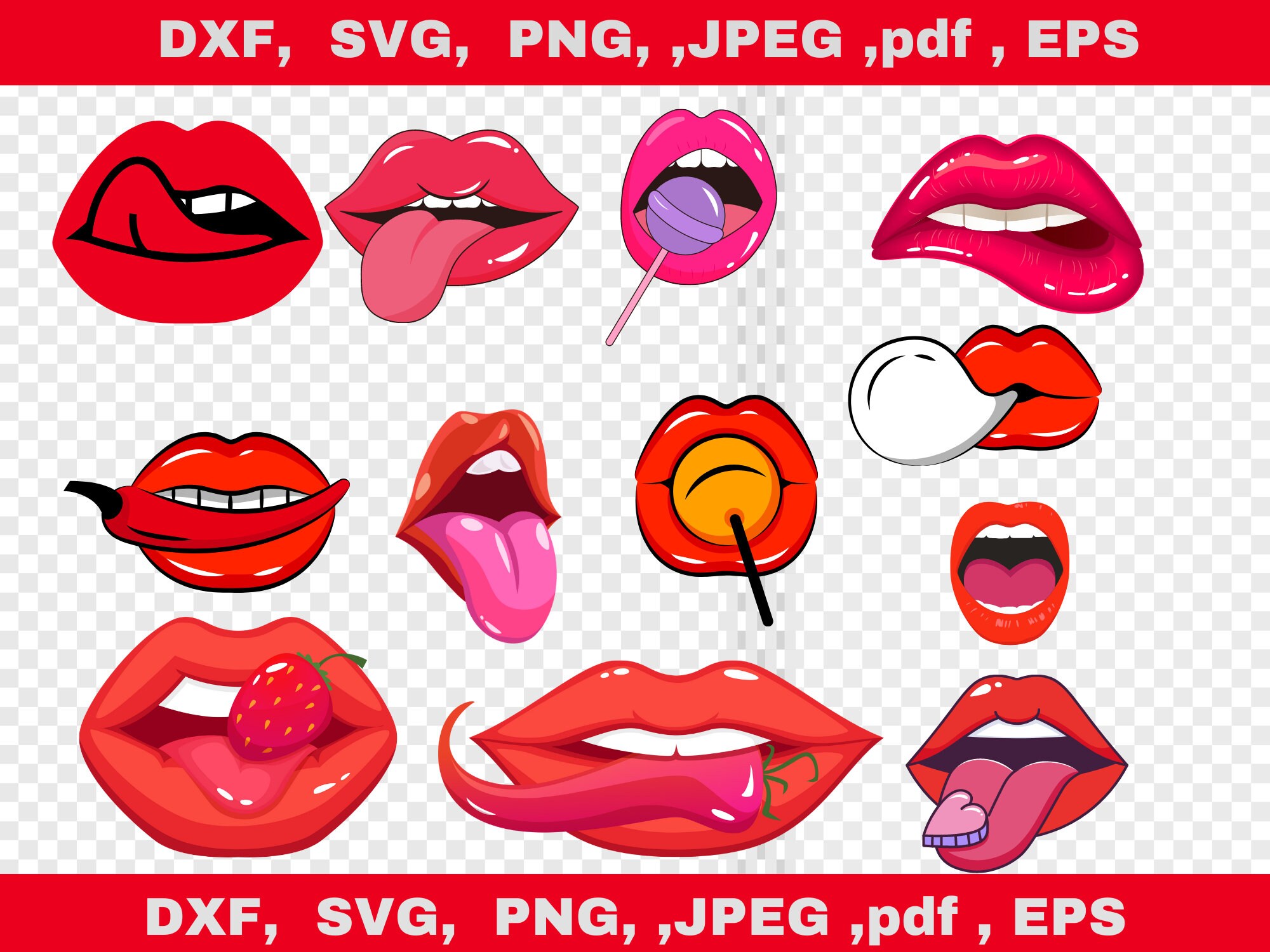 Lips Svg Red Lips Svg Bundle Kiss Svg American Lips Svg Kiss Desig ...