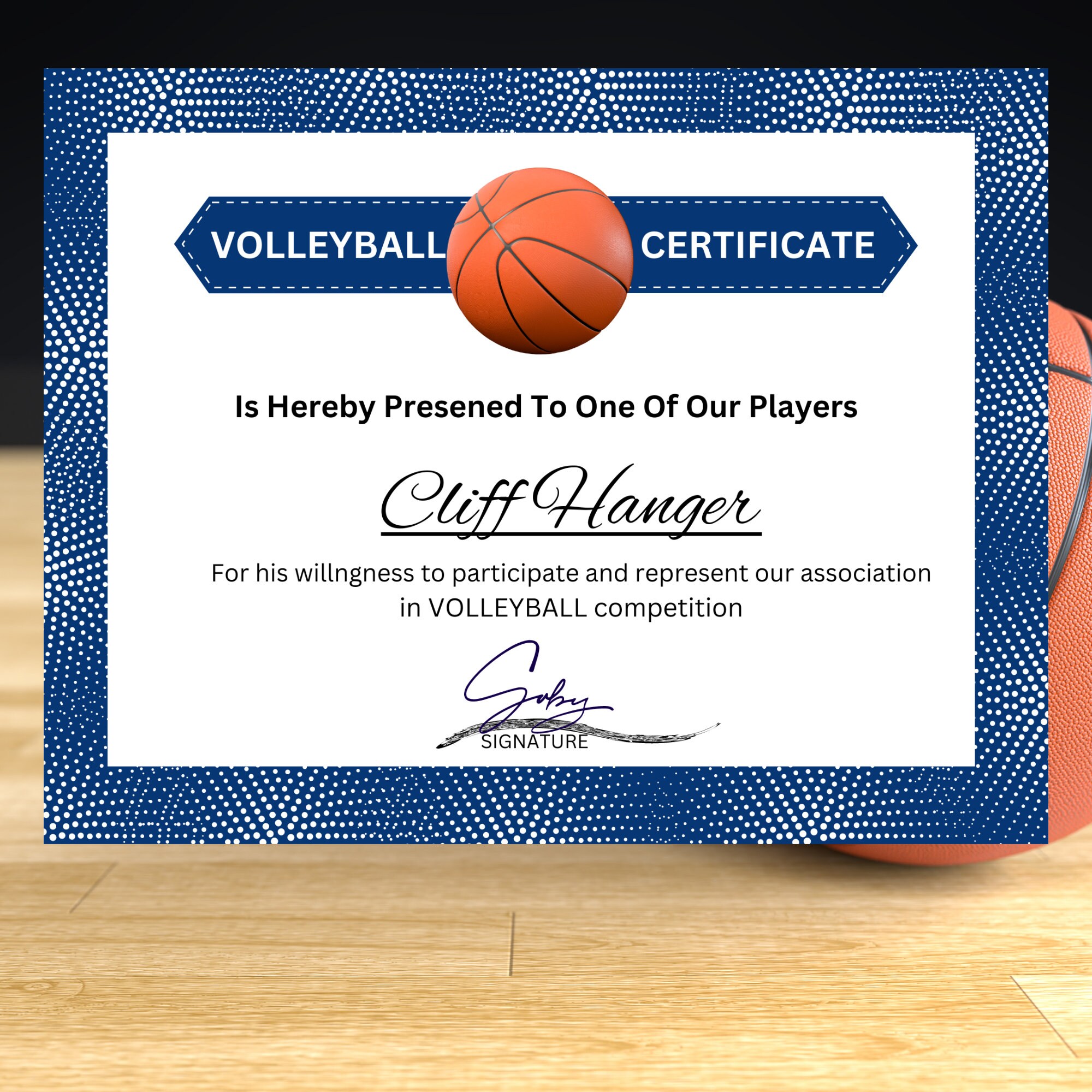 Basketball Certificate Achievement Award Sports MVP - Etsy