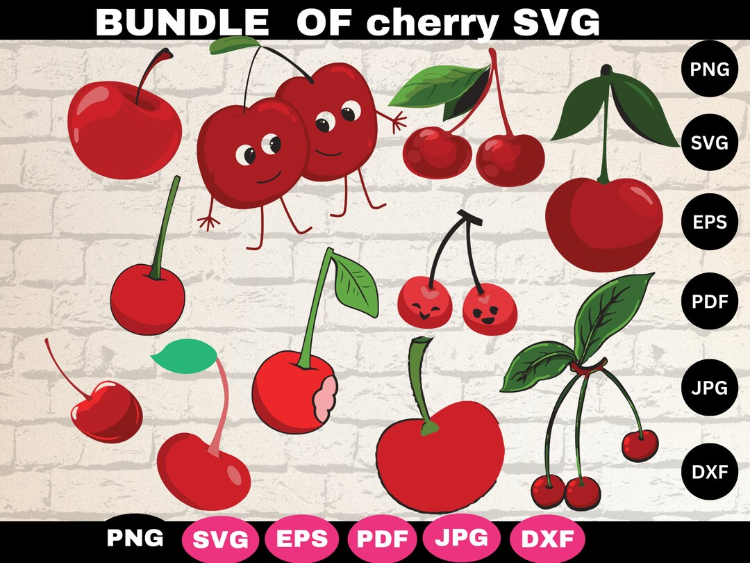 Cherry SVG, Fruits SVG, Cherry Bundle Svg, Cherries Svg, Summer Print ...