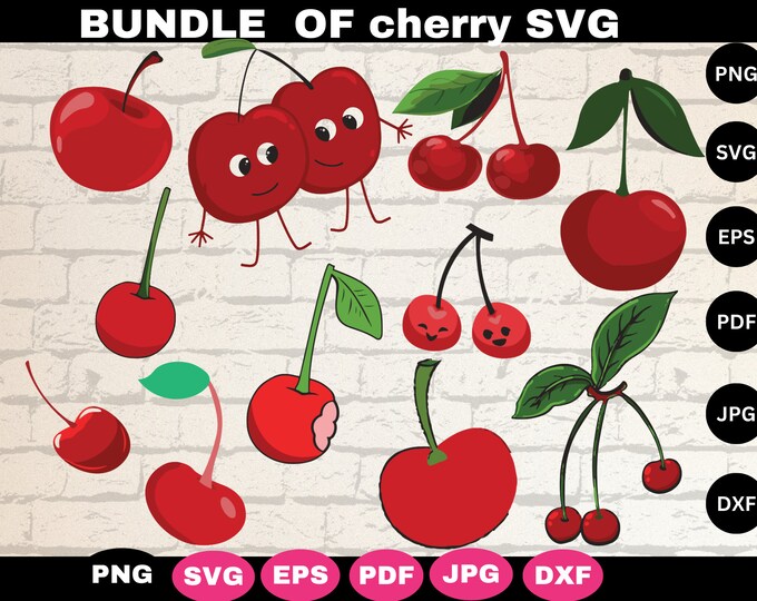 Cherry SVG, Cherries Clipart, Fruit Svg, Cherry Cricut, Cut Files ...