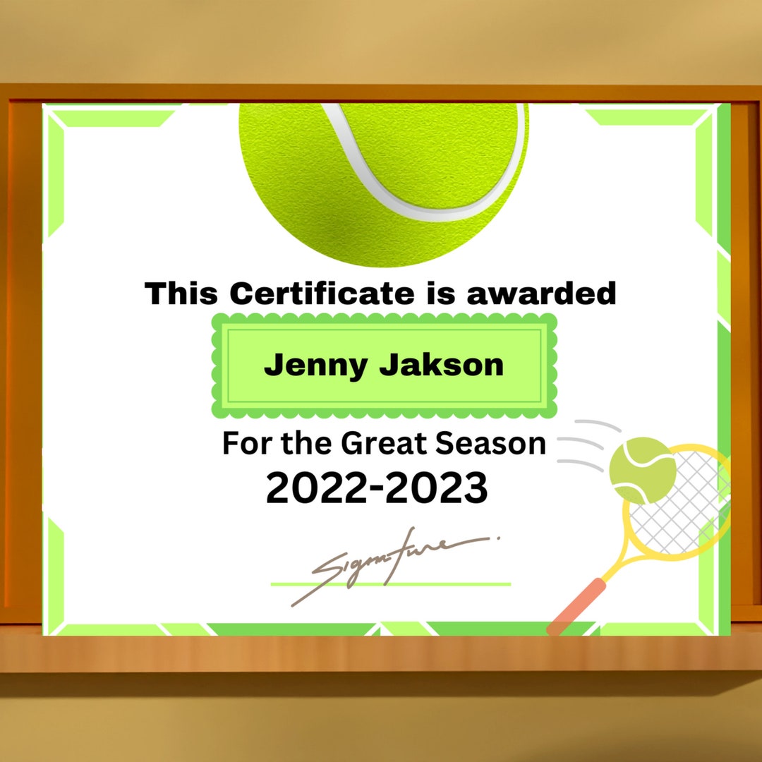 Tennis Certificate Template , Printable Certificate Template ,editable ...