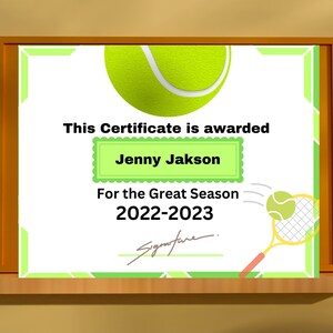 Tennis Certificate Template , Printable Certificate Template ,editable ...