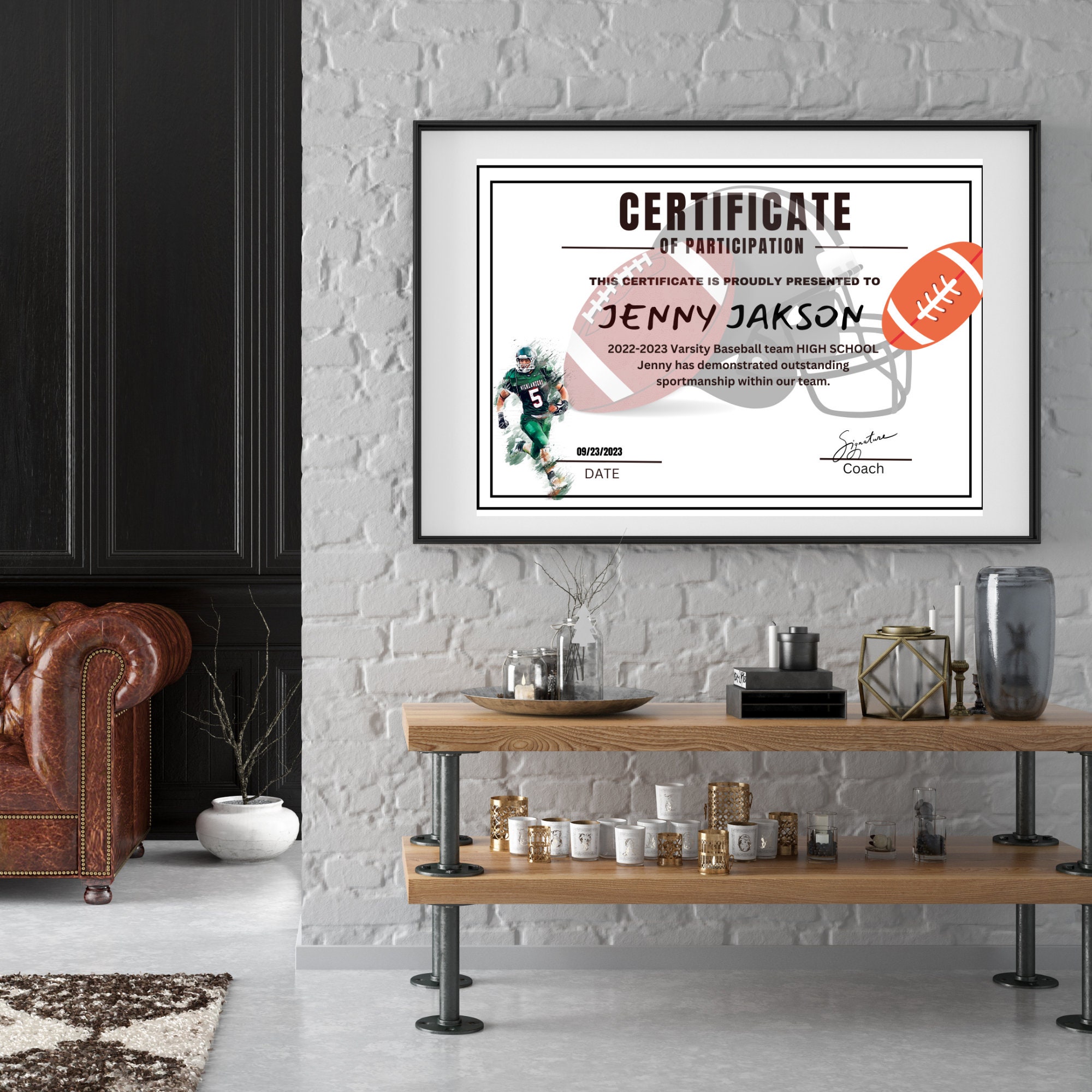 Editable American Football Certificates, Editable Baseball Award ...