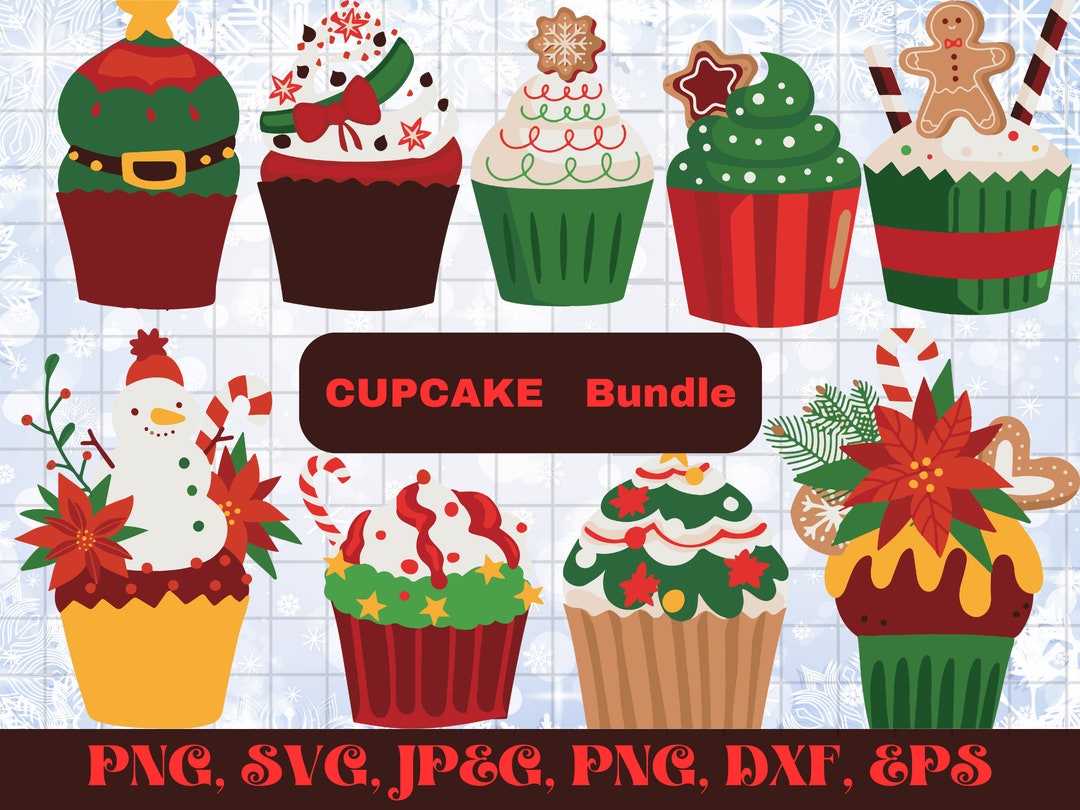 Christmas Cupcakes Clipart - Festive Christmas Cupcakes, Food Clip Art ...