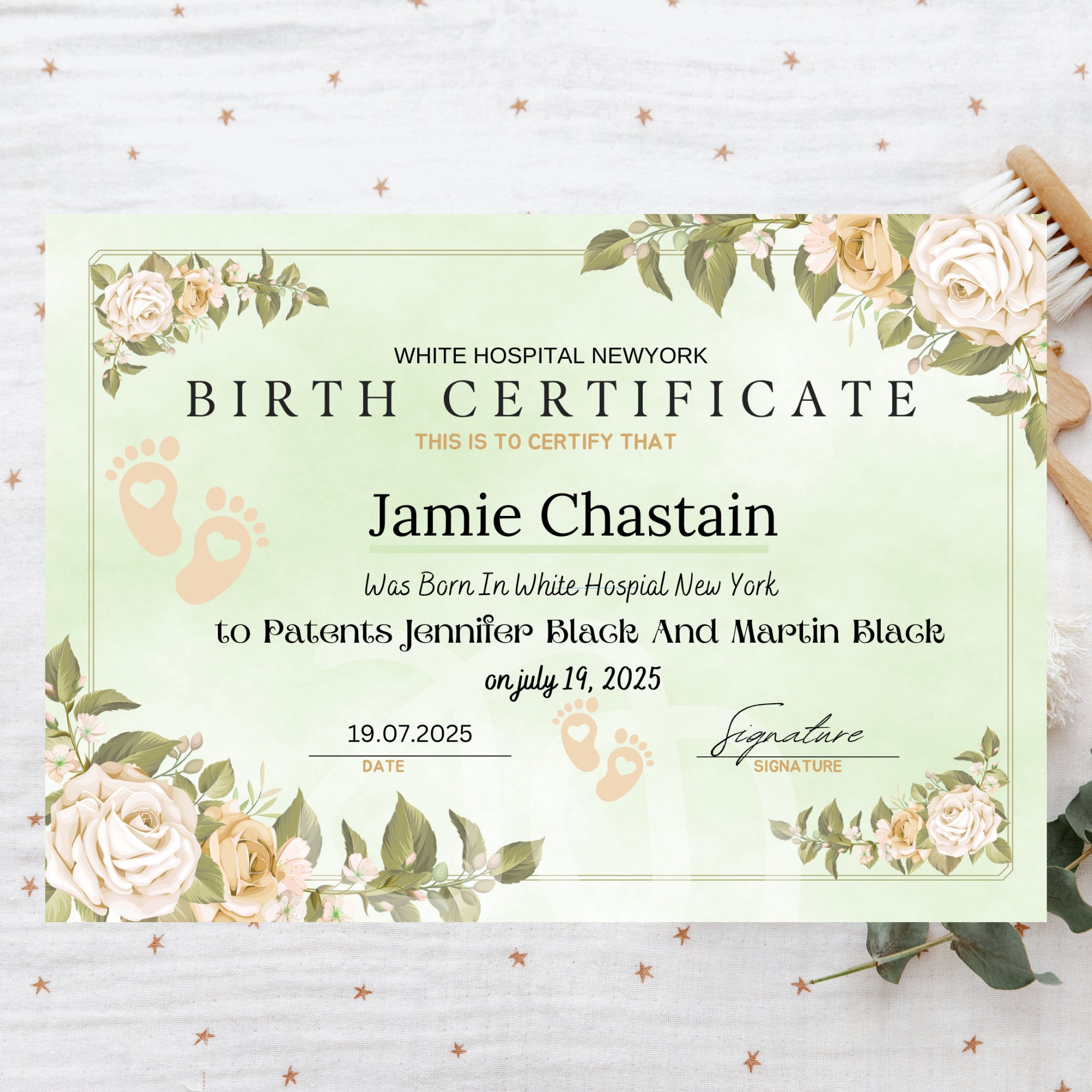 Editable Certificate of Birth Certificate Template Baby - Etsy