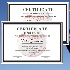 Editable Baseball Award Certificates, Award Ceremony Certificates, End ...