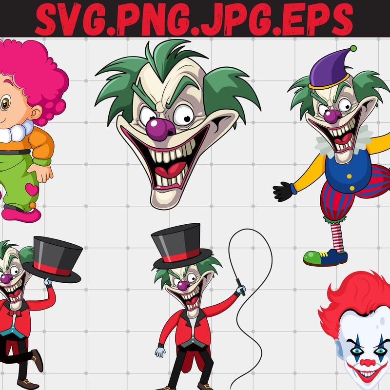 Clown Face Svg - Etsy