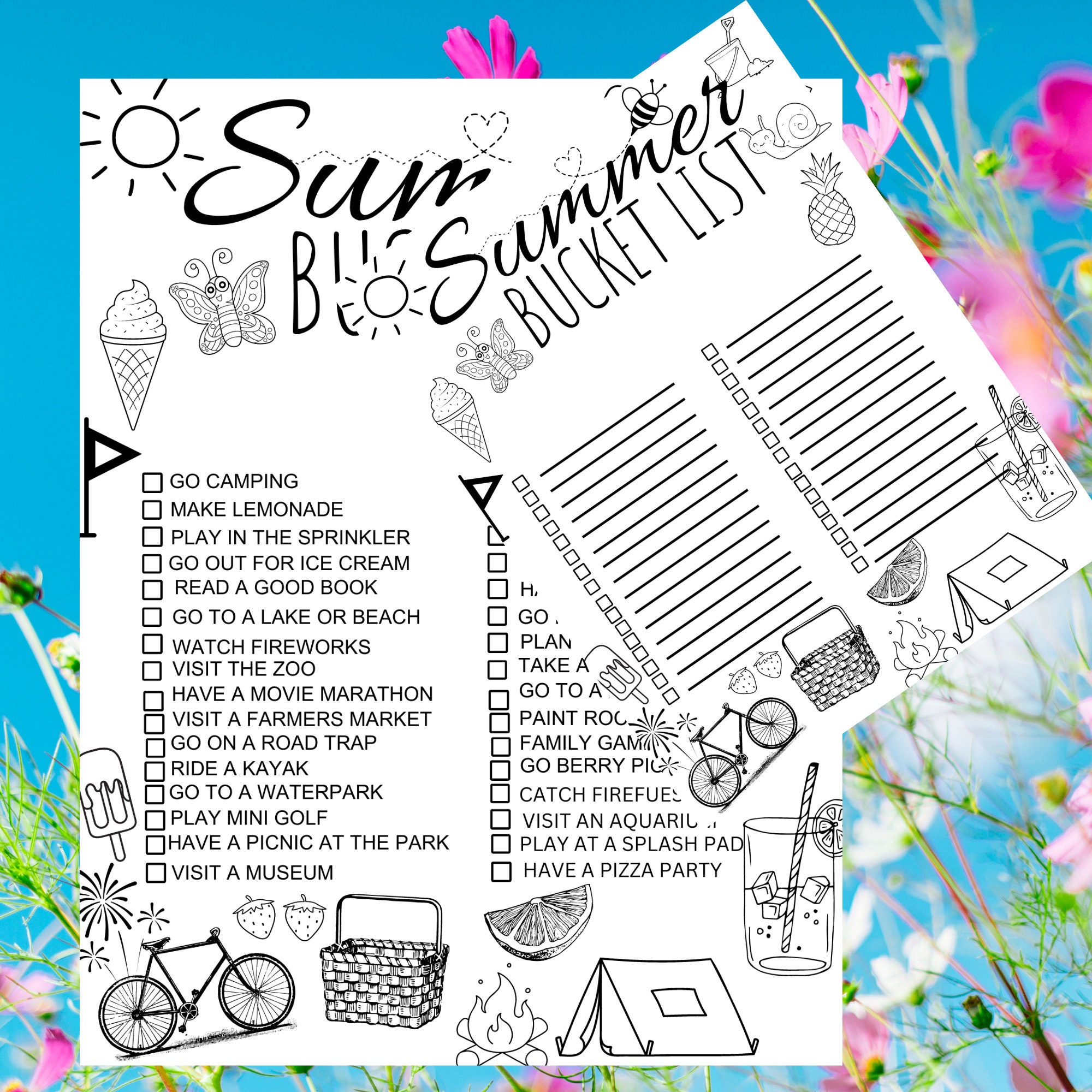 Summer Bucket List Printable, Summer Break Bucket List Template, Summer ...