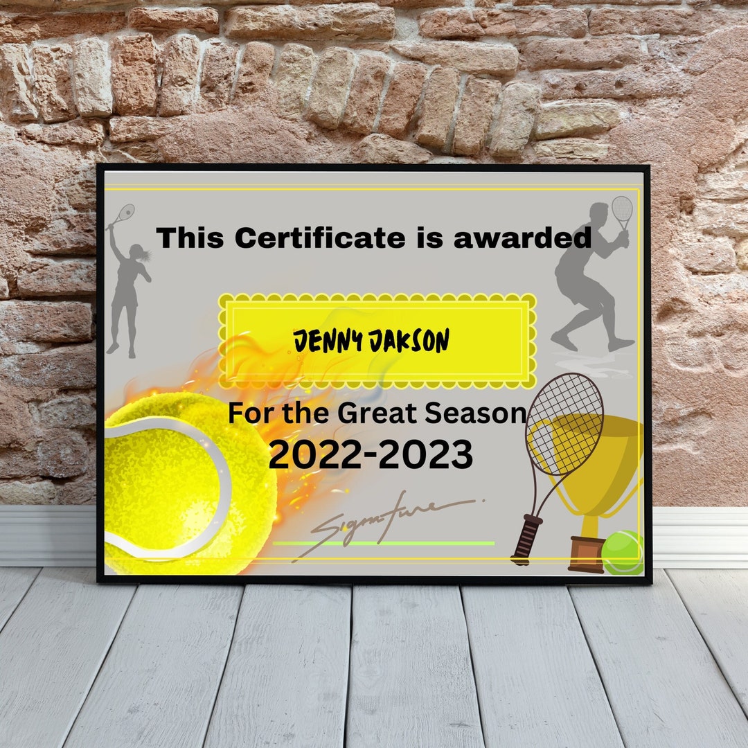 Tennis Certificate Template , Printable Certificate Template ,editable ...