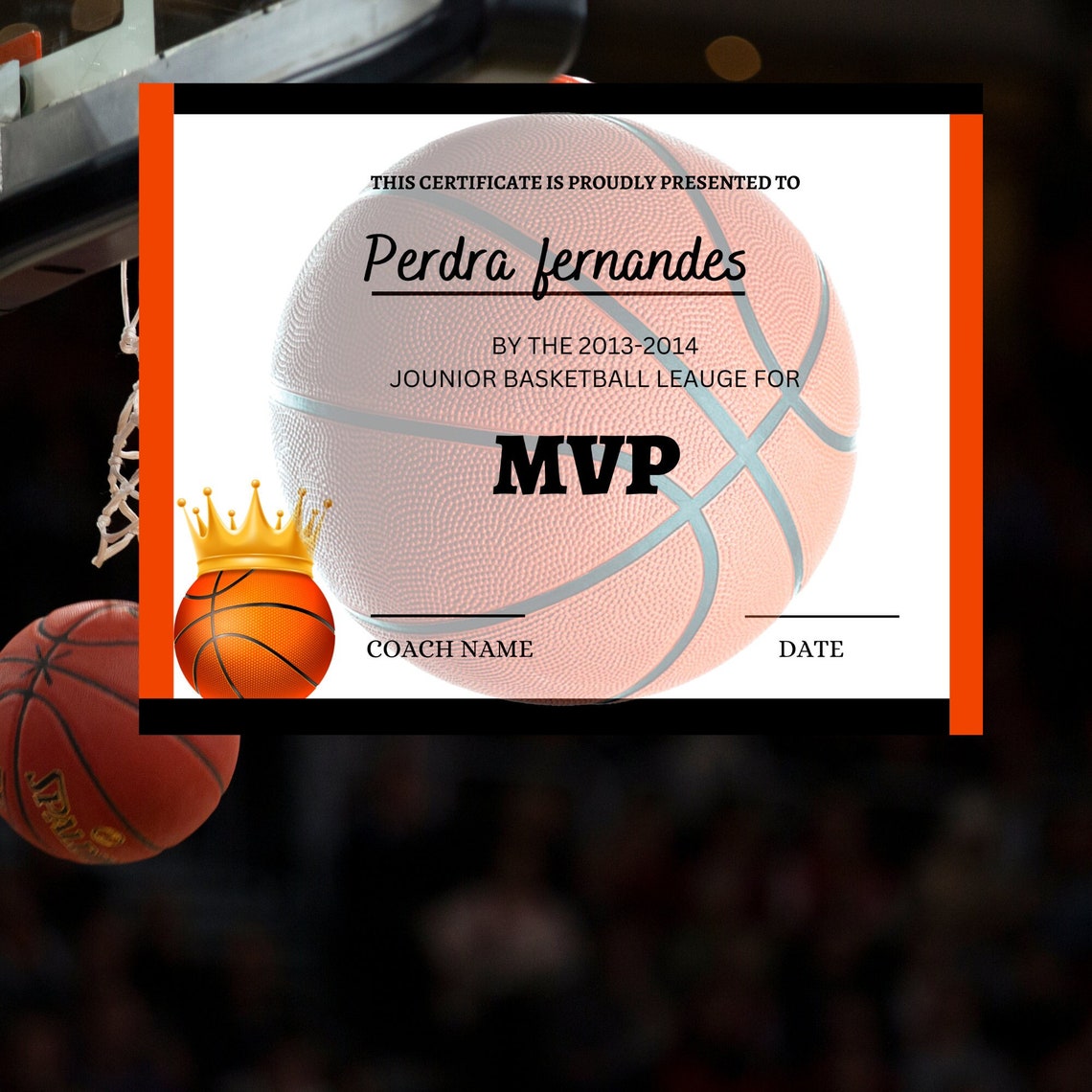 Editable Basketball Certificate Template Printable - Etsy