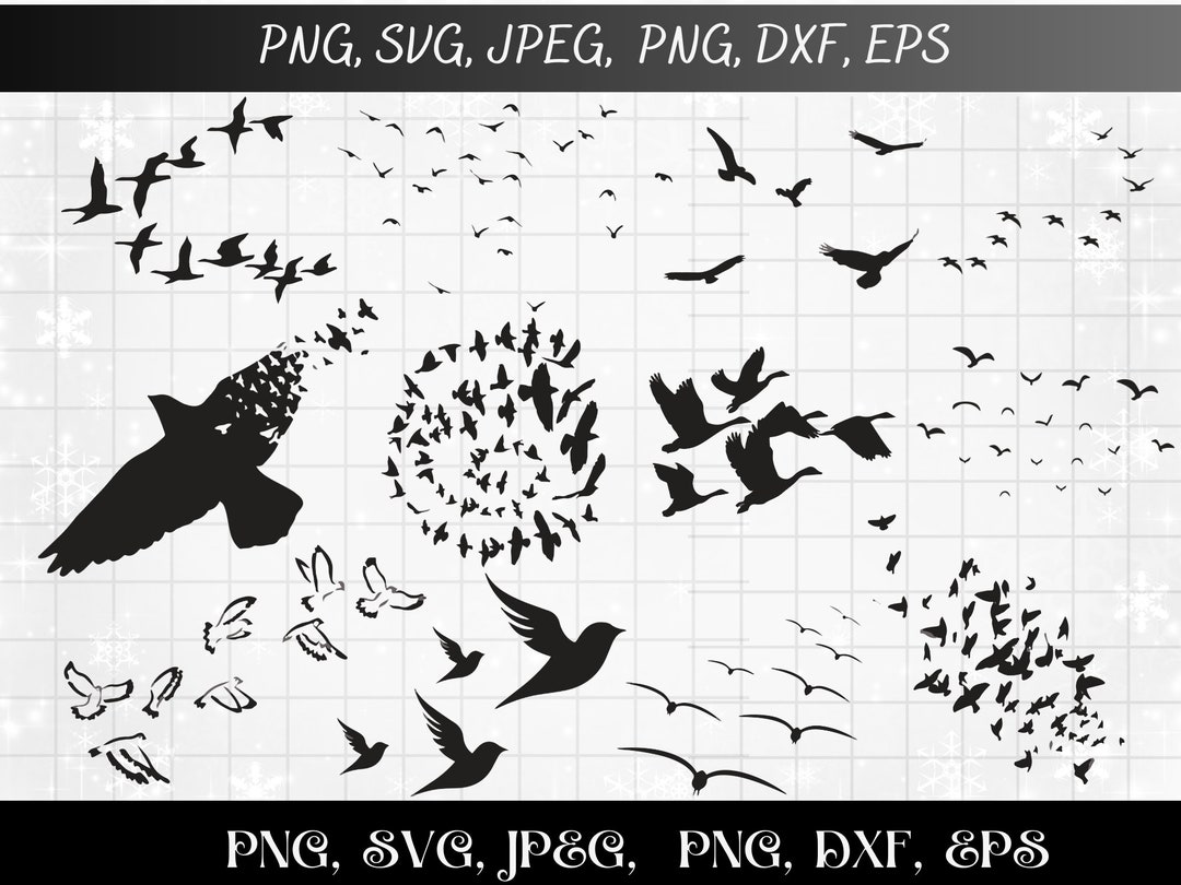 Flying Birds SVG Bundle, Flying Bird Svg\,flock of Flying Birds Svg ...
