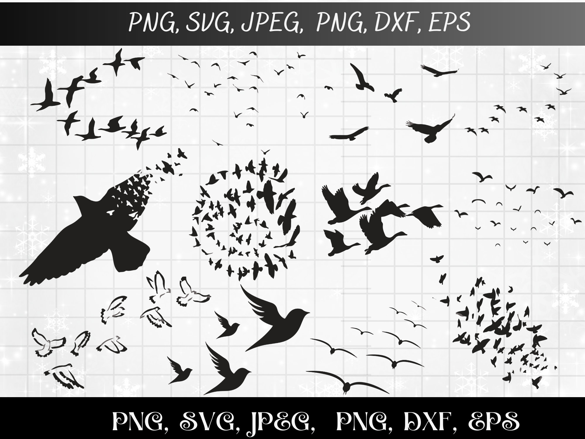 Flying Birds SVG Bundle, Flying Bird Svg,flock of Flying Birds Svg ...