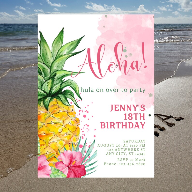 Printable Aloha Kids Birthday Invitation, Aloha Party, Pineapple ...
