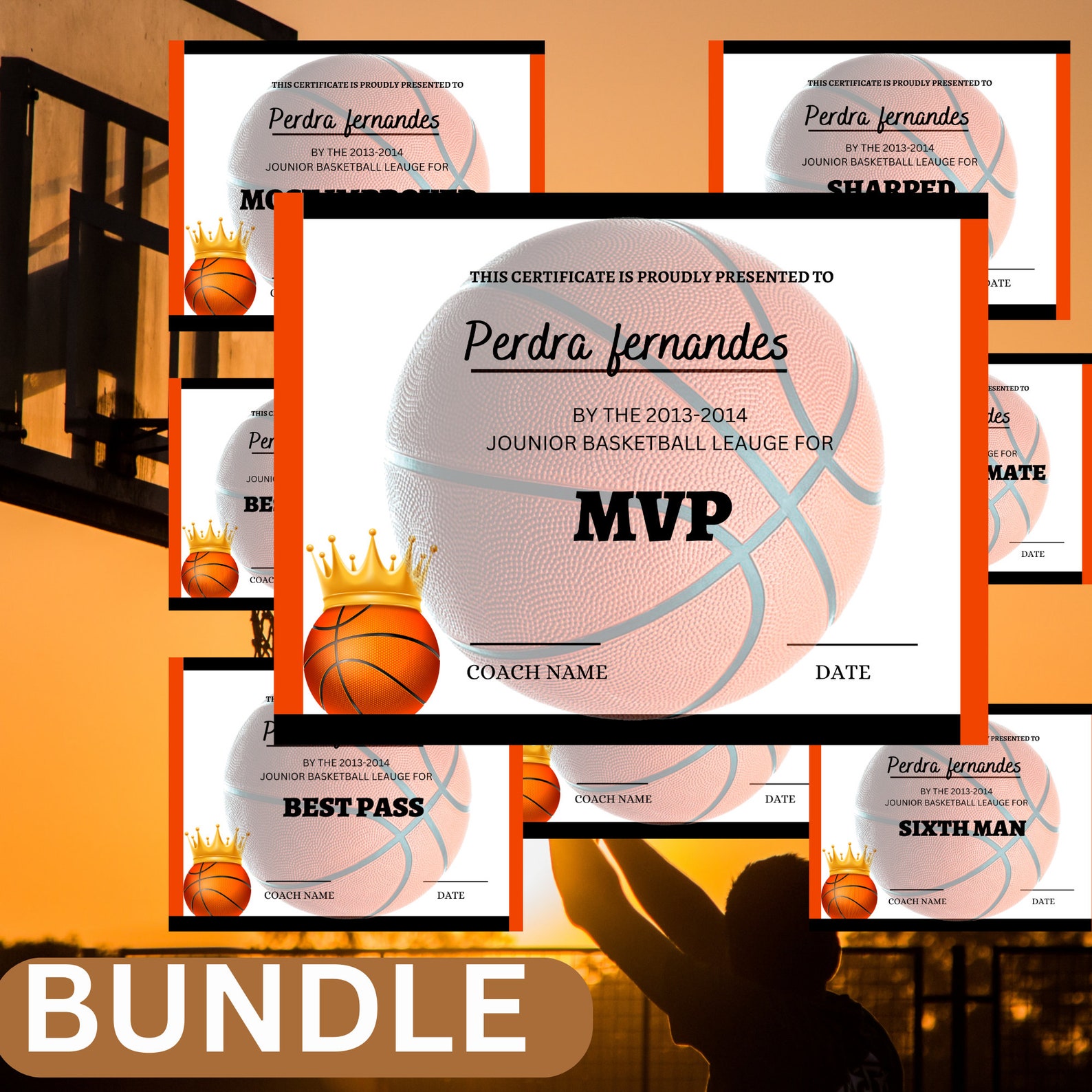 Editable Basketball Certificate Template Printable - Etsy