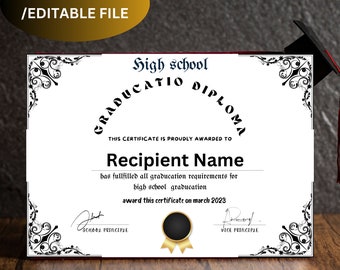Printable Homeschool Diploma, Personalized Gift Graduation Diploma ...