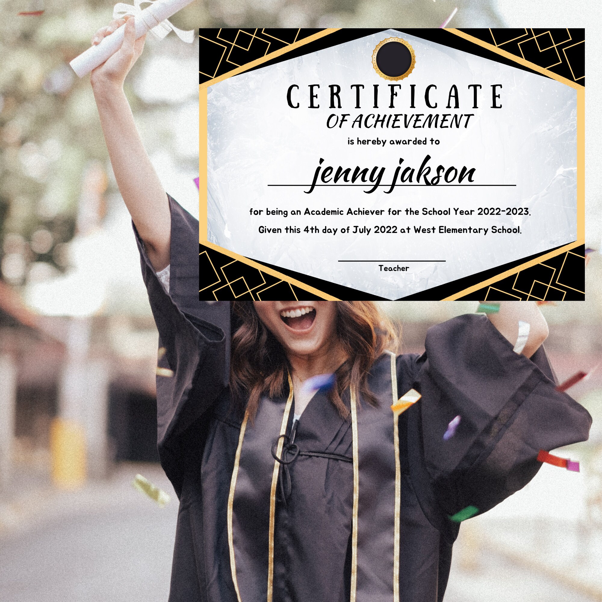 Certificate of Achievement Template Editable Certificate of - Etsy