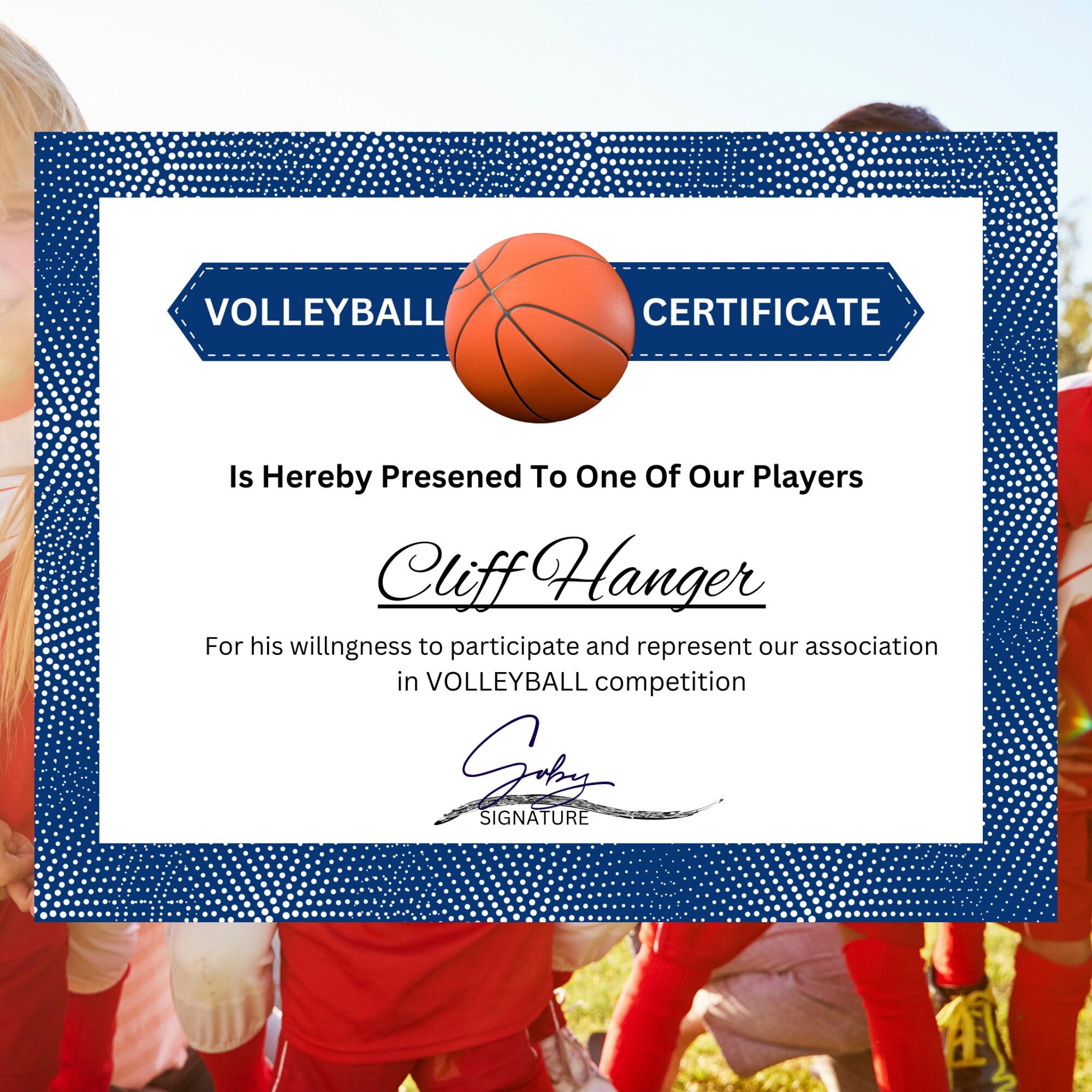 Basketball Certificate Achievement Award Sports MVP - Etsy
