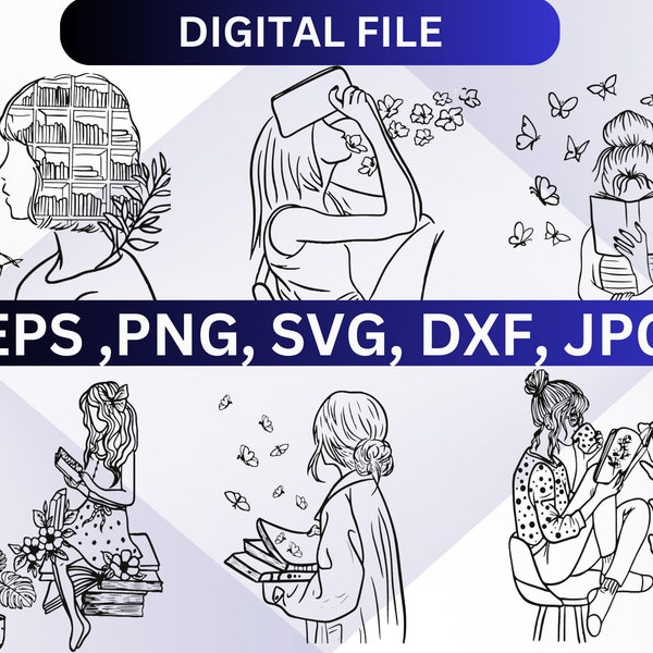 Book Reading Svg - Etsy