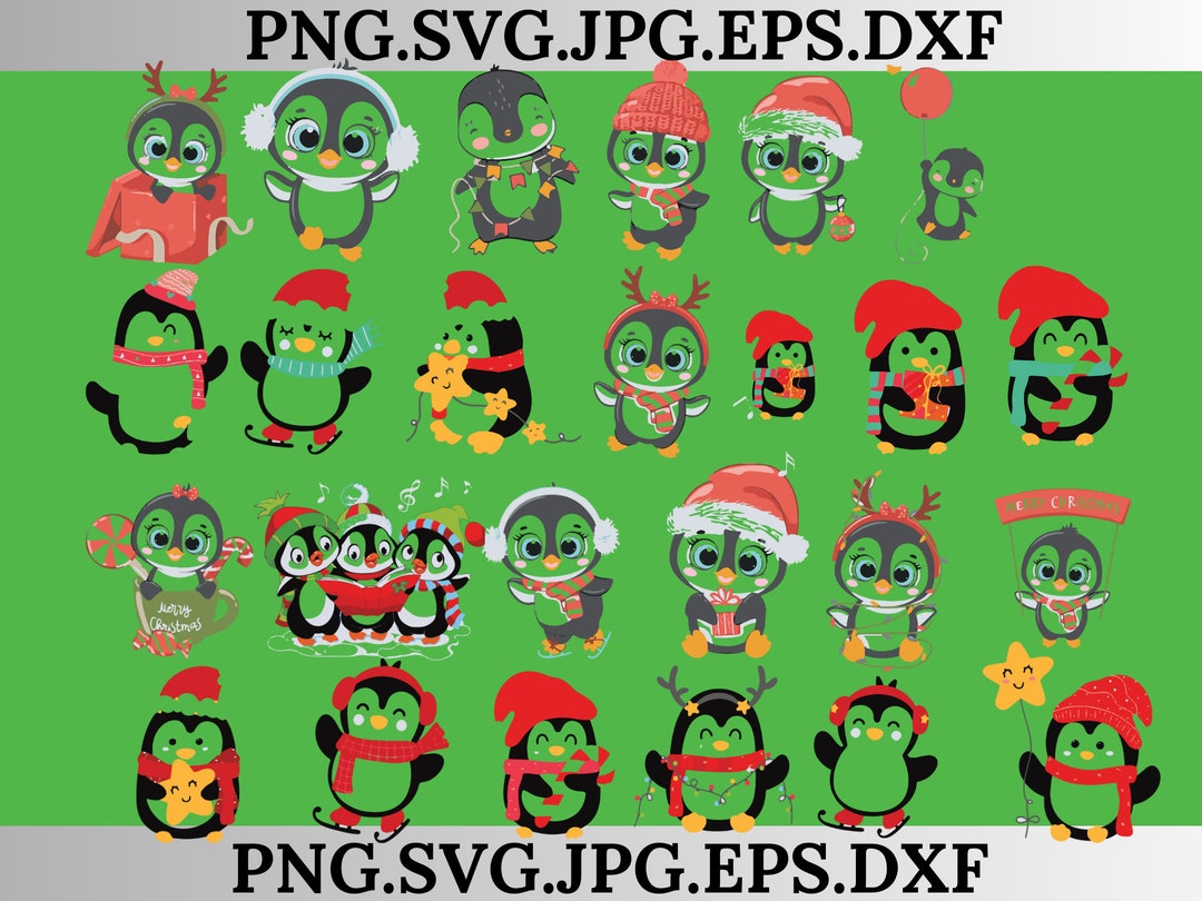 Christmas Penguins Svg /clip Art Set of Penguins/holiday - Etsy