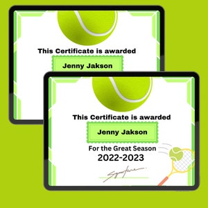 Tennis Certificate Template , Printable Certificate Template ,editable ...