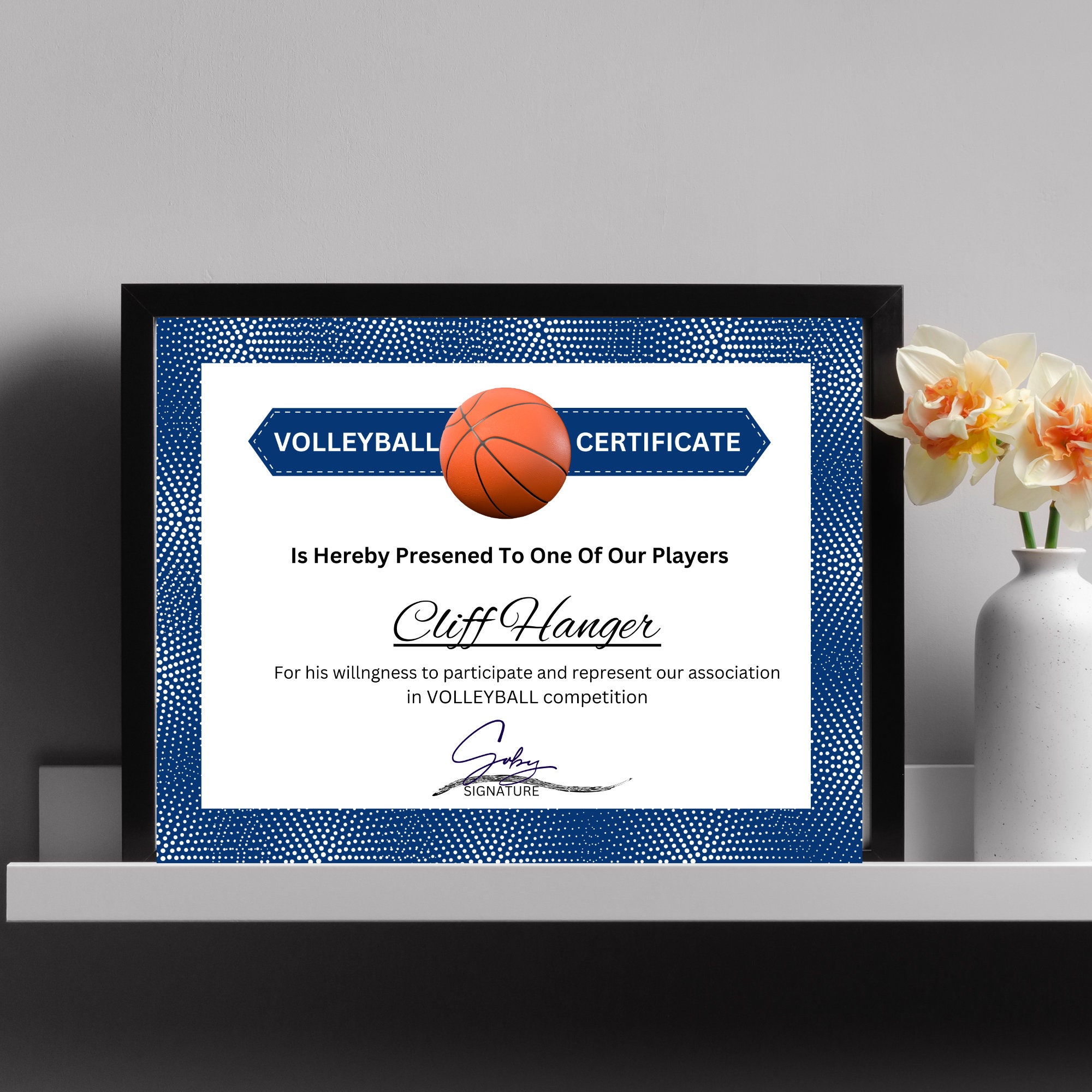 Basketball Certificate Achievement Award Sports MVP - Etsy