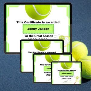 Tennis Certificate Template , Printable Certificate Template ,editable ...