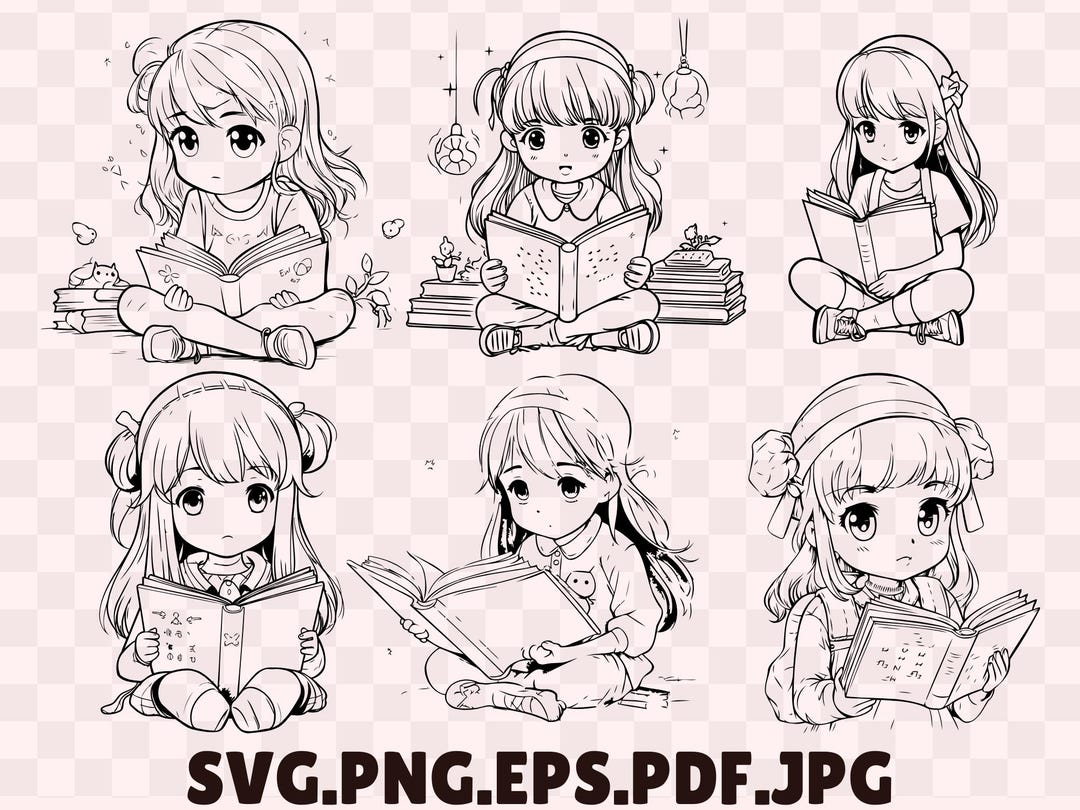 Book Reader SVG Bundle, PNG, Book Reading Silhouette, Cut Files for ...