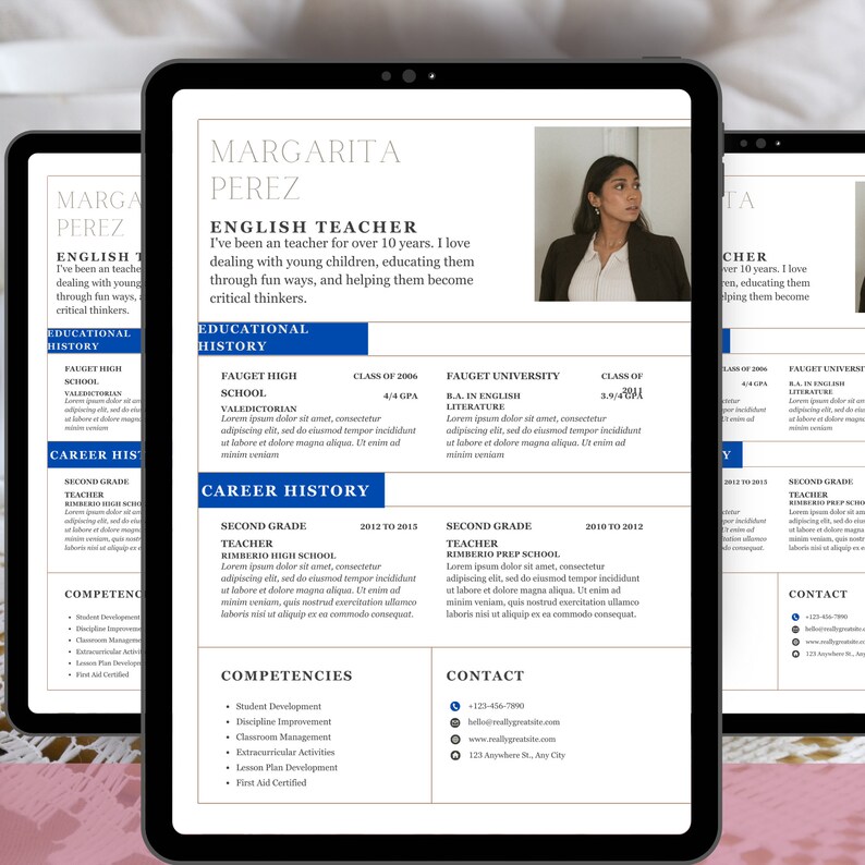 Teacher Resume Template, Teaching Resume, Resume Template CV Teacher ...
