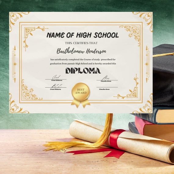 Elegante Plantilla De Diploma De Escuela Secundaria Plantilla Del