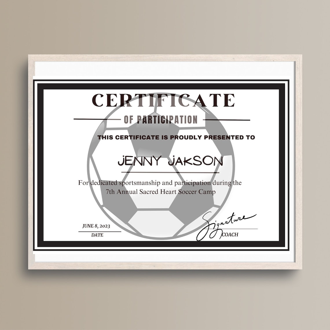 Editable Soccer Certificate Template Printable Certificate - Etsy