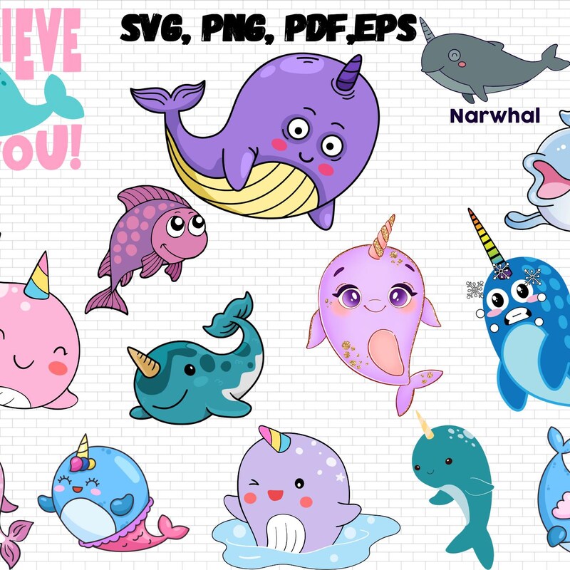 Narwhal Clip Art - Etsy