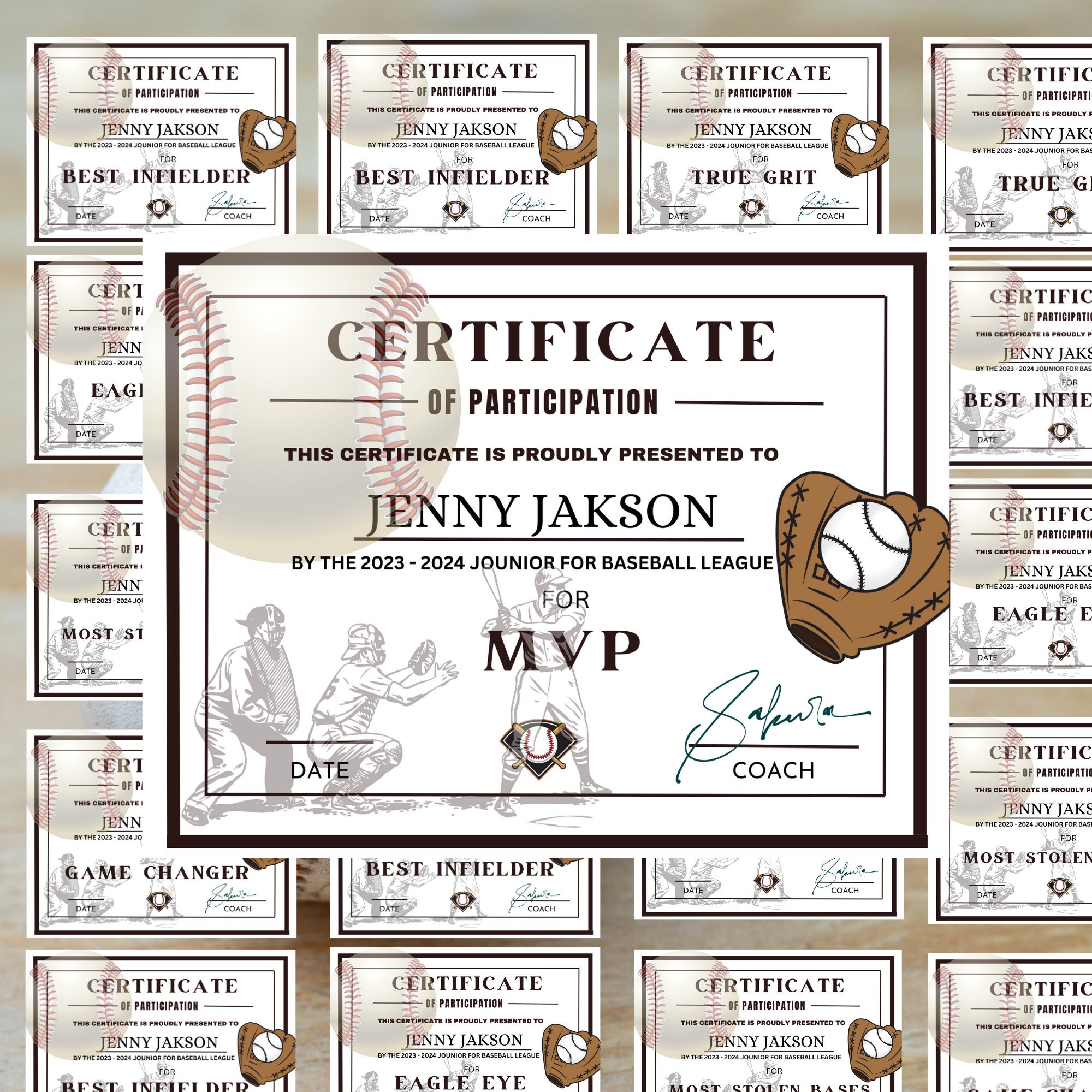Editable Baseball Award Certificate Bundle Team Party - Etsy