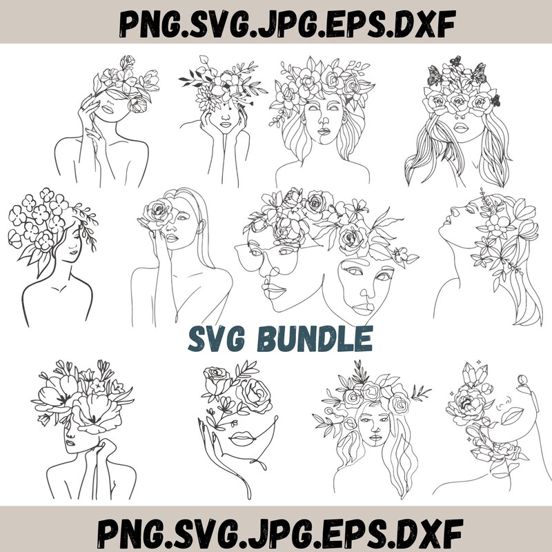 Line Art Woman Svg - Etsy