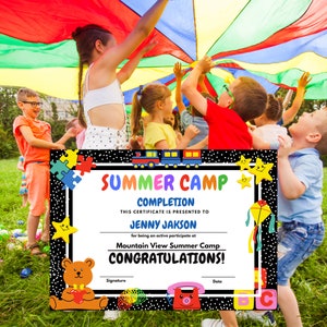 Summer Camp Fun Certificate, Summer Camp Participant Award, Fillable ...