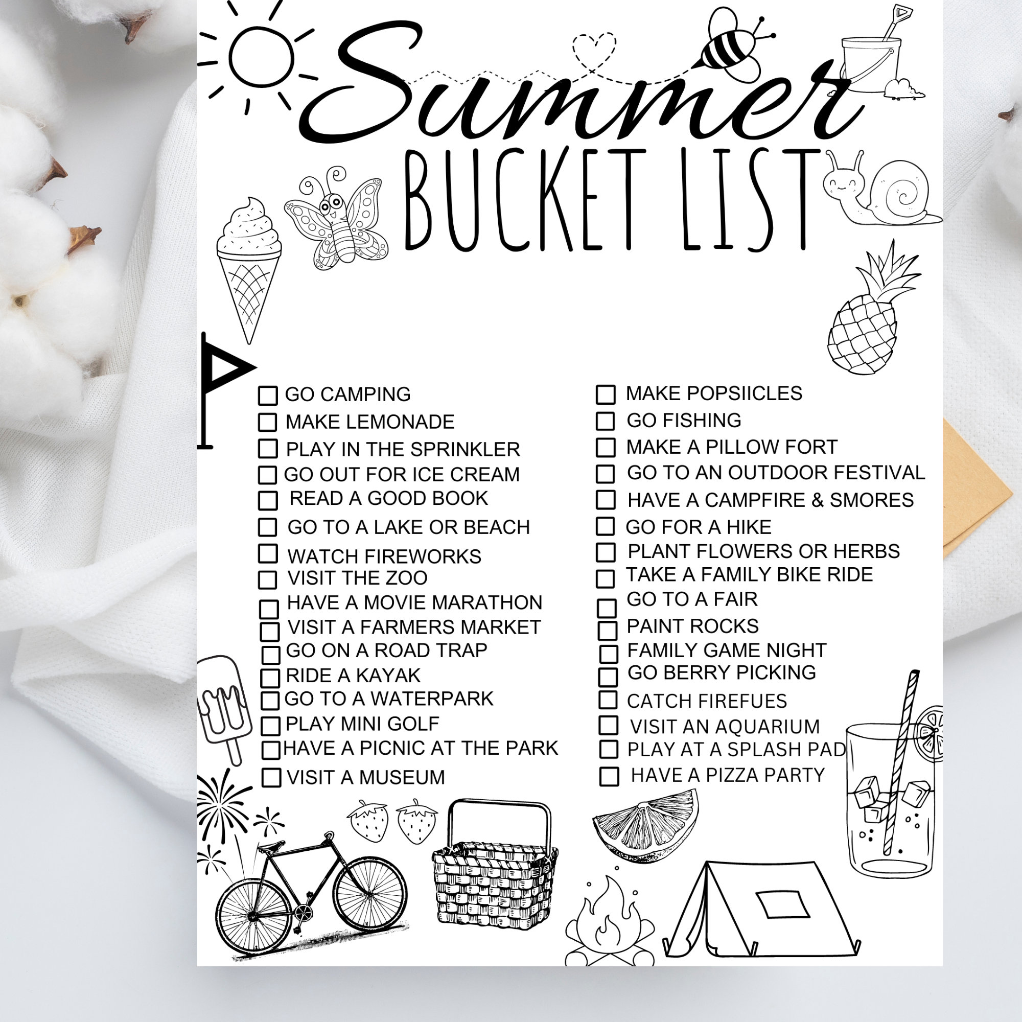 Summer Bucket List Printable Summer Break Bucket List - Etsy