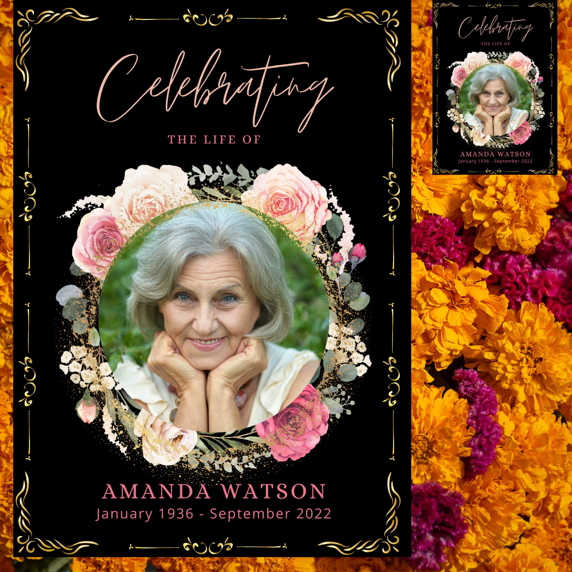 Forget Me Nots Funeral Invitation Template Blue Forget-me-nots Photo ...