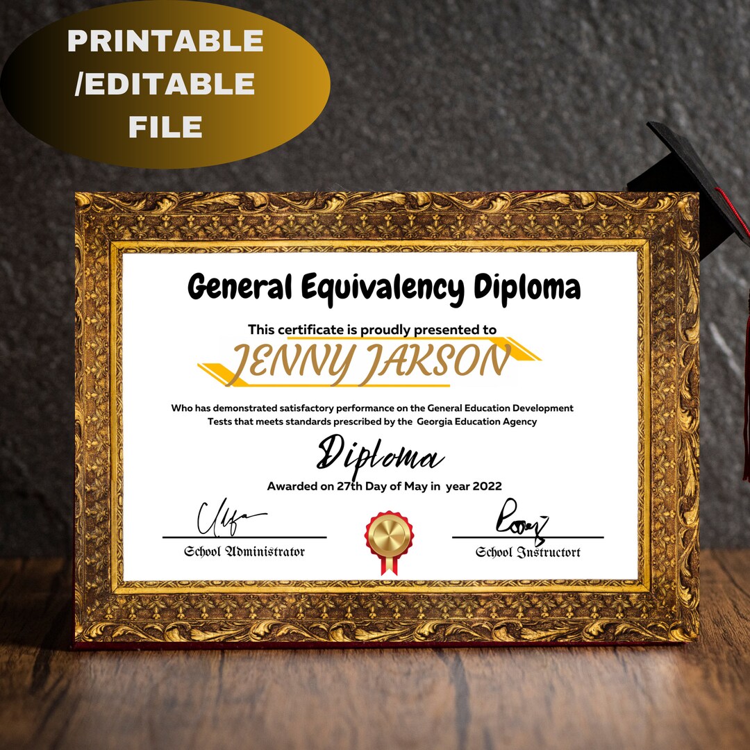 GED Diploma , Printable General High School Equivalency Diploma ...