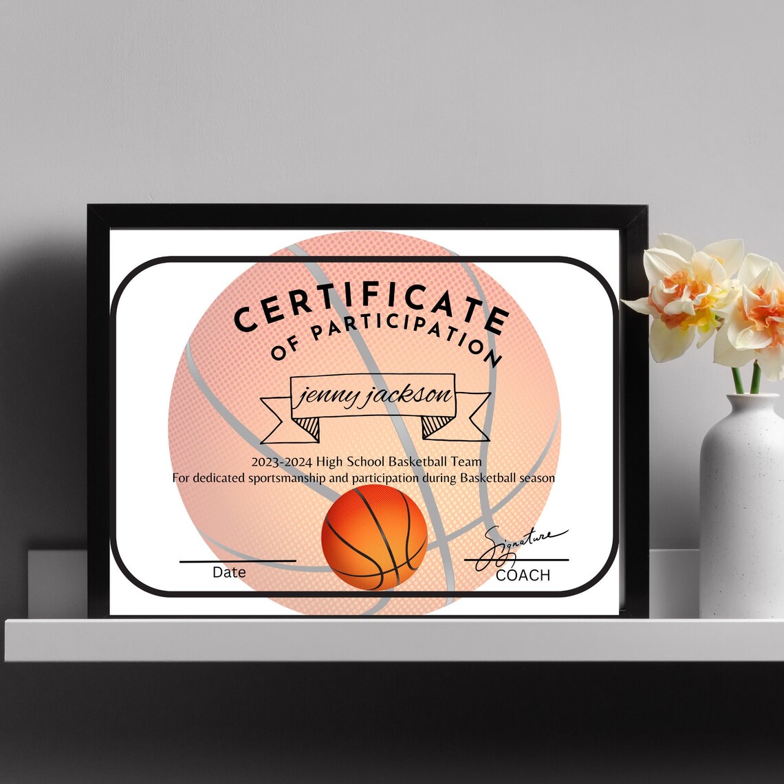 Editable Basketball Certificate Template Printable - Etsy