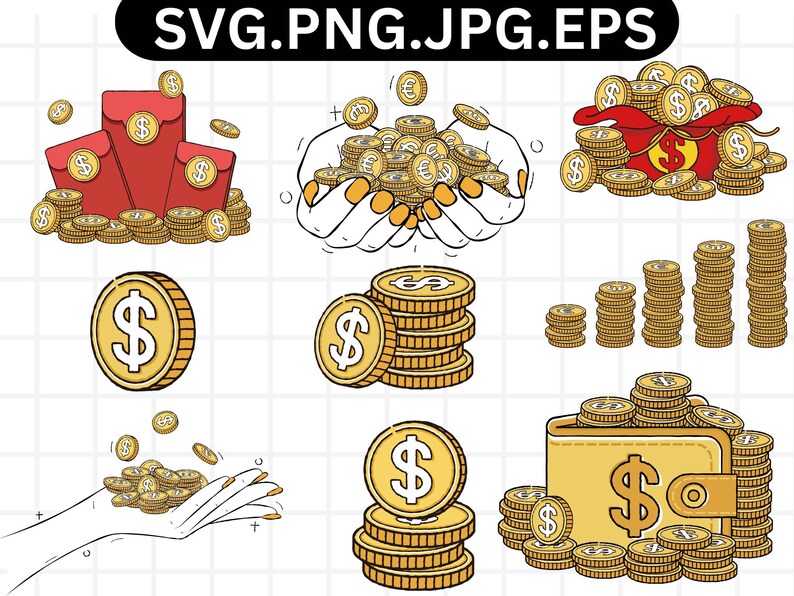 Dollar SVG Money Bag SVG Dollar Sign SVG Bundle Holding Hand Money ...