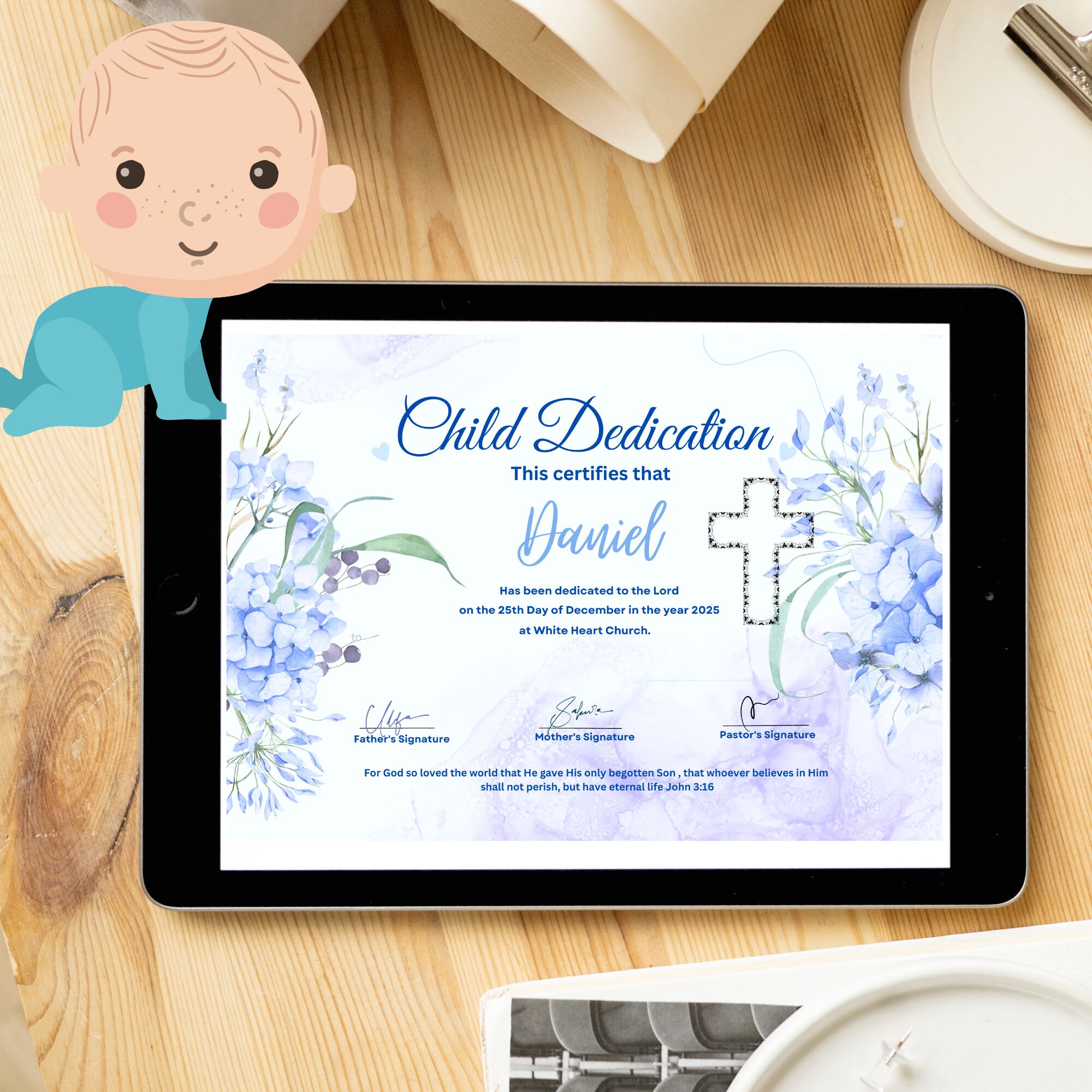 Baby Dedication Certificate Template Editable Child - Etsy