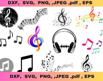 Musical Notes Instant Download SVG PNG EPS Dxf Jpg Digital - Etsy