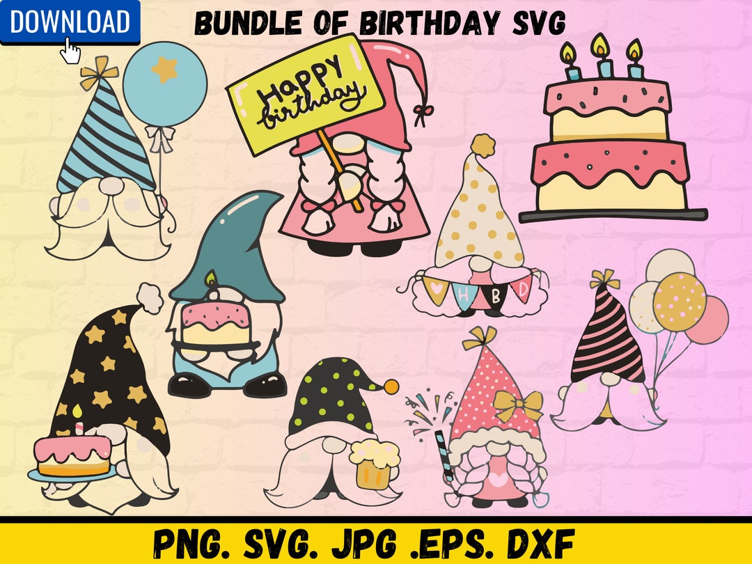 Birthday Gnomes Svg\birthday Svg\ Birthday Party Svg Cut, File for ...