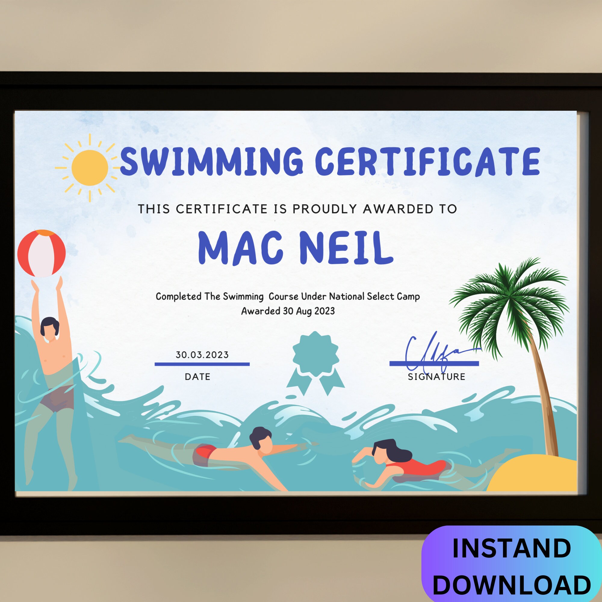 EDITABLE Swim Team Award Certificates INSTANT DOWNLOAD - Etsy