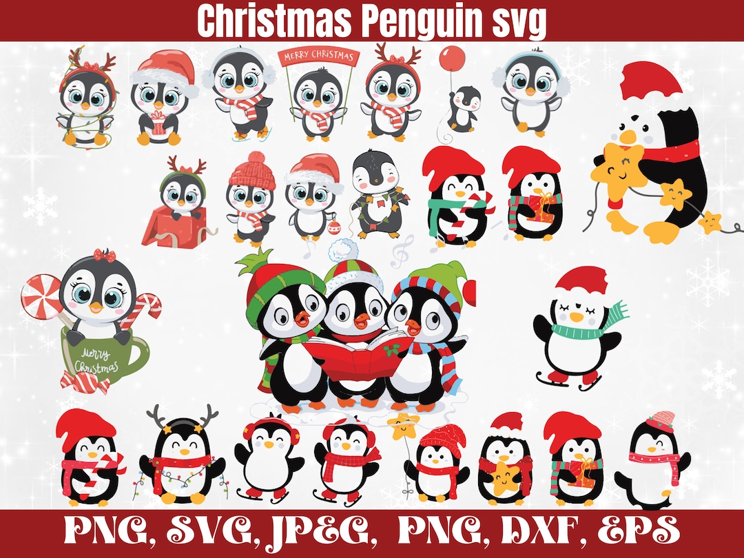 Christmas Penguins Svg /penguins Clip Art/ Holiday Penguins/cute ...